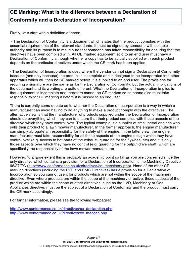 Understanding the Difference Between a Declaration of Conformity and ...