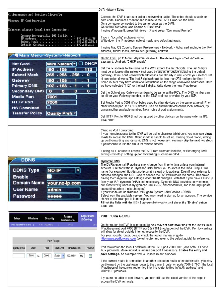 DVR and NVR Network Setup | PDF | Port (Computer Networking) | Router (Computing)
