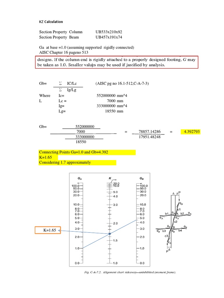 AISC KZ Calculation for UB533x210x92 and UB457x191x74 Beams | PDF