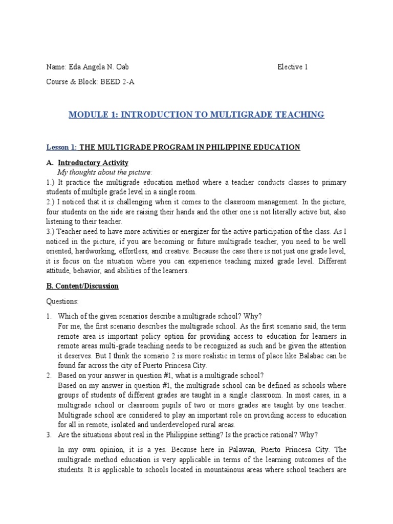 Module 1 - Elective | PDF | Teachers | Learning