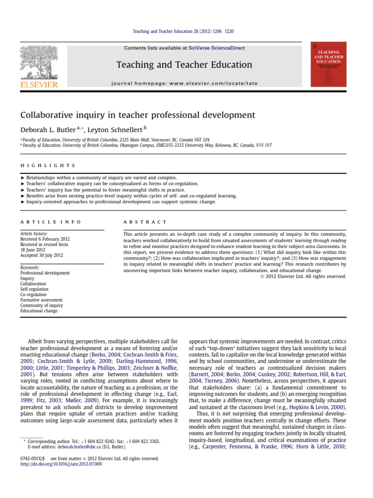 Collaborative Inquiry in Teacher Professional Development | Download ...