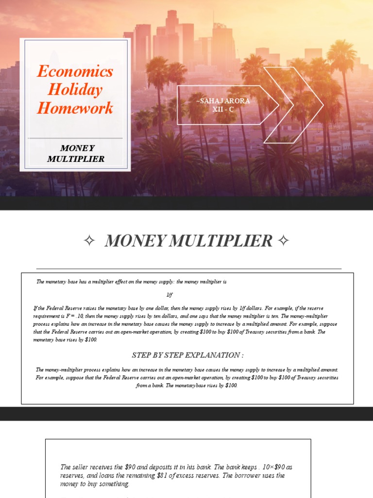 Economics Holiday Homework: Money | PDF | Reserve Requirement | Money