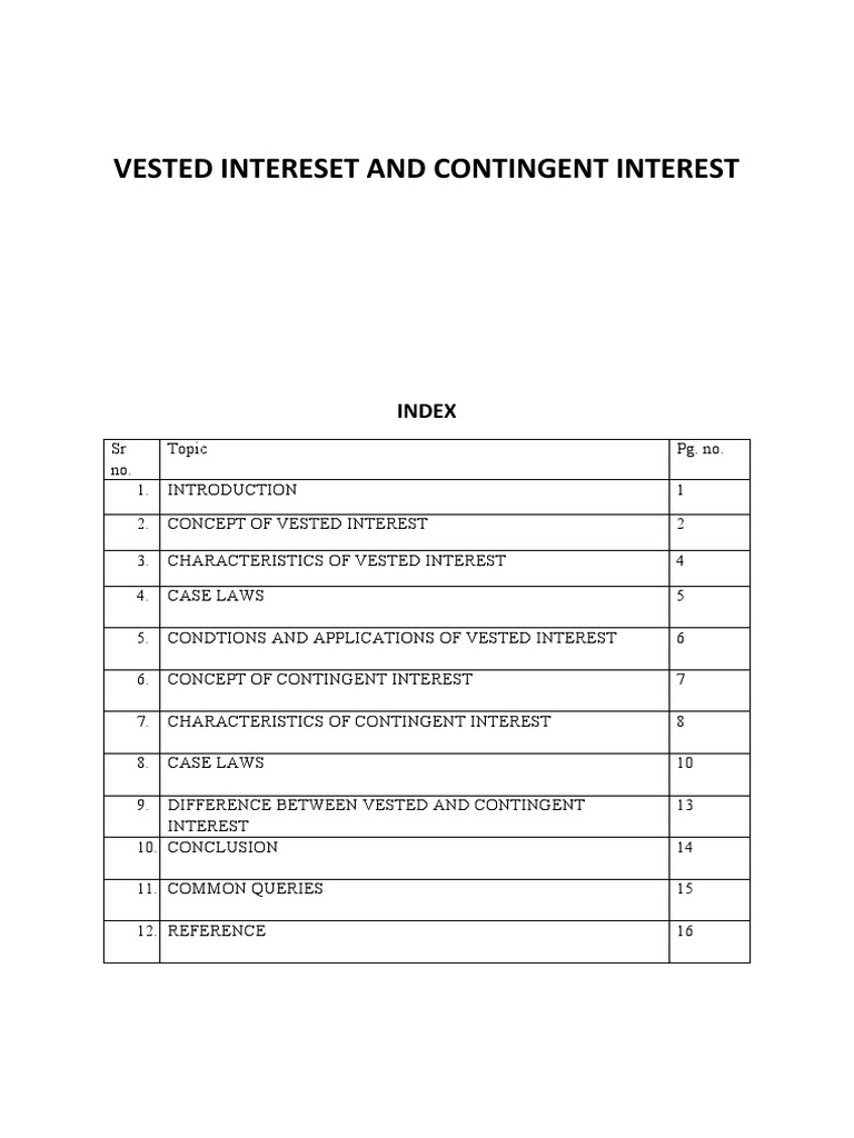 Contingent and Vested Interest | Download Free PDF | Property | Vesting