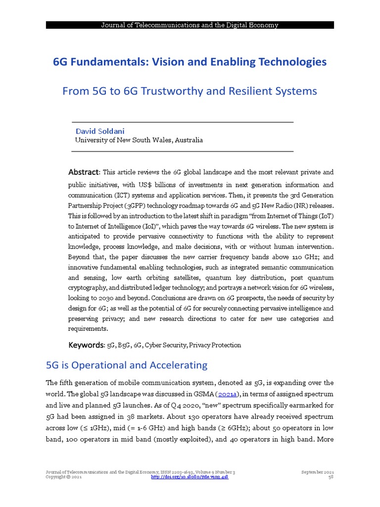 6G Fundamentals Vision and Enabling Tech | PDF | Computer Network | Telecommunications