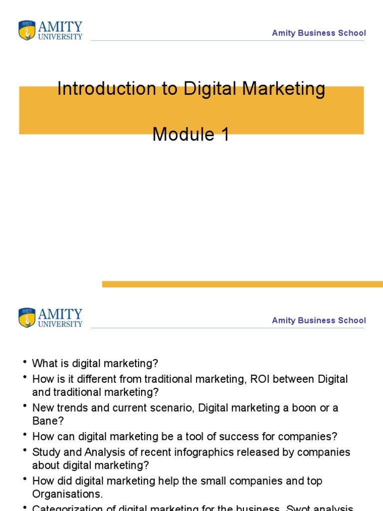 Introduction To Digital Marketing: Amity Business School | PDF ...