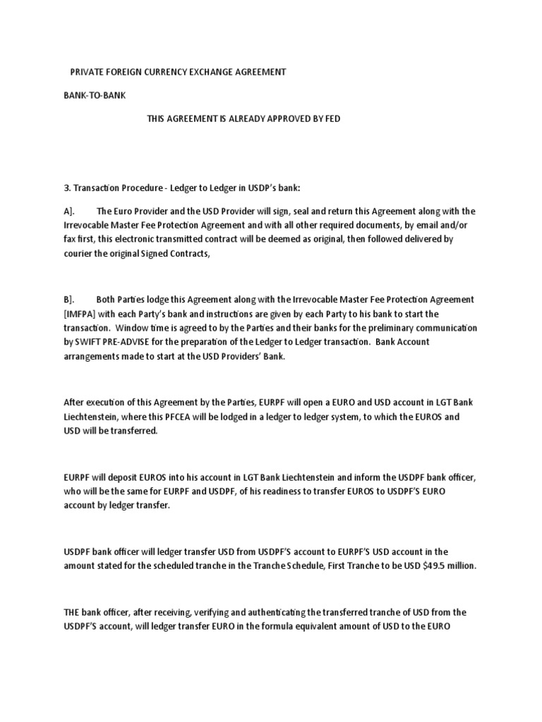 Private Foreign Currency Exchange Agreement | PDF | Euro | Banks
