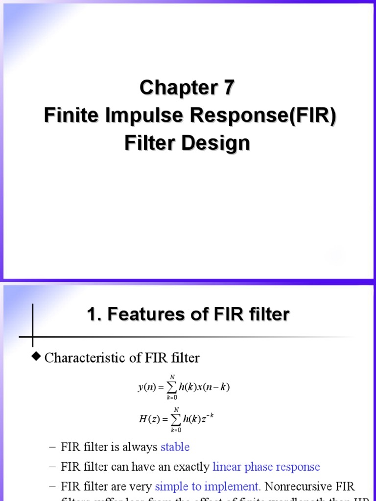 Finite Impulse Response (FIR) Filter Design | PDF | Applied Mathematics ...