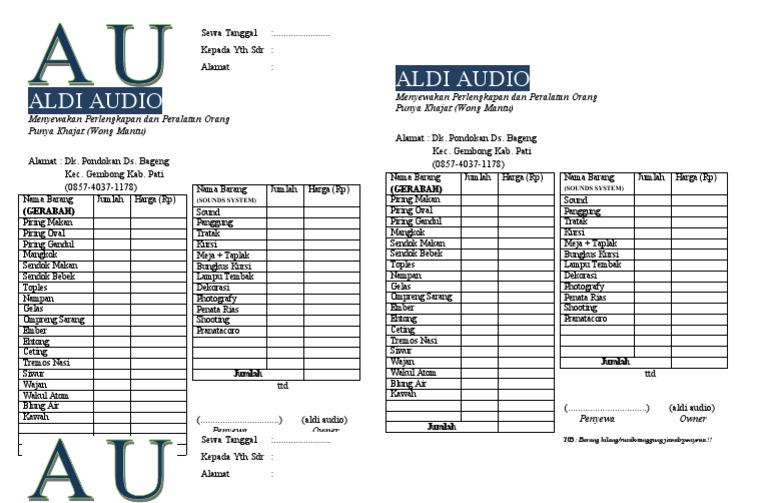 Nota Sewa Sutik | PDF