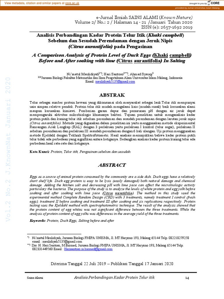 Jurnal Analisis Protein | PDF