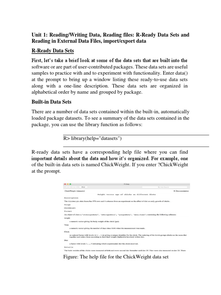 Unit 1 R Reading-Writing Files | PDF | Comma Separated Values ...