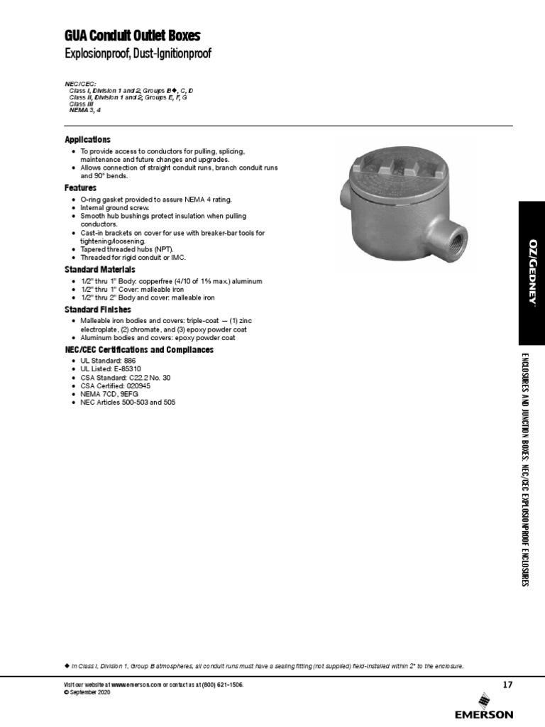 GUA Conduit Outlet Boxes: Explosionproof, Dust-Ignitionproof | PDF ...
