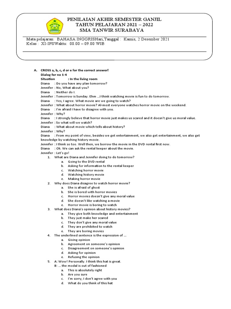 Semester Exam KLS X Lintas Big, Xi Big, Xii Big | PDF | Water | Drinking