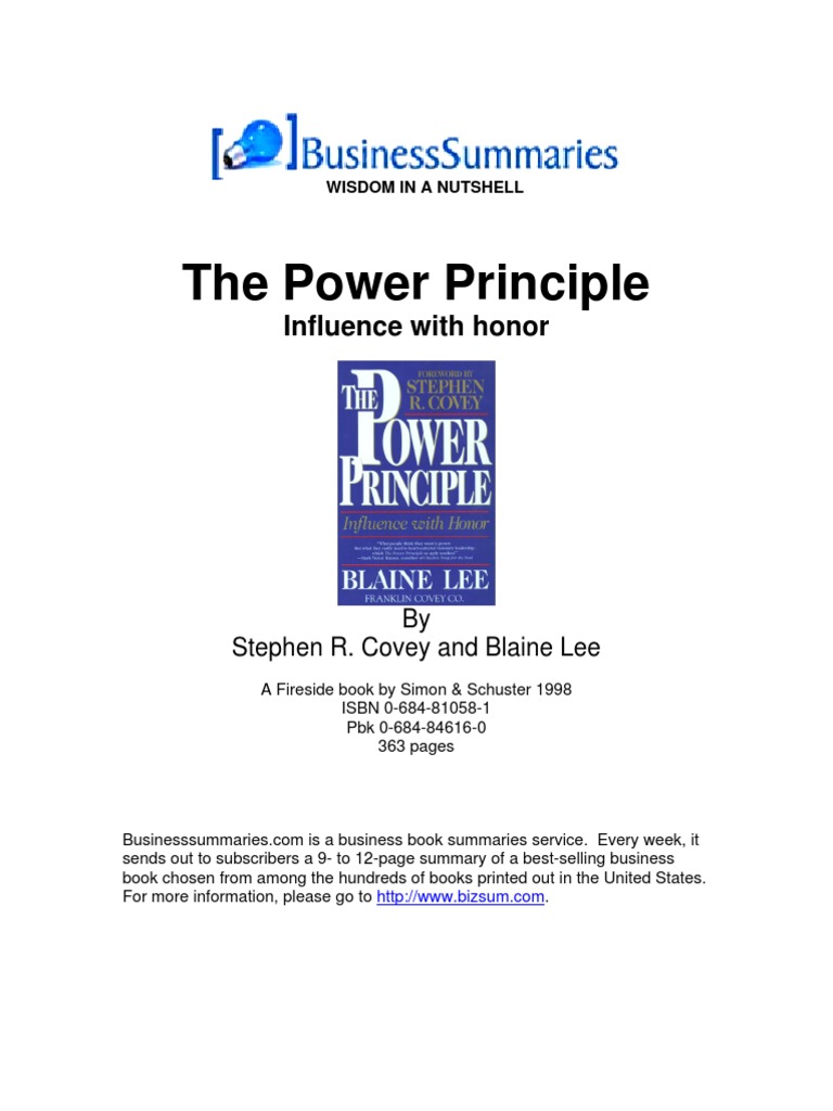 The Power Principle | PDF | Patience | Leadership