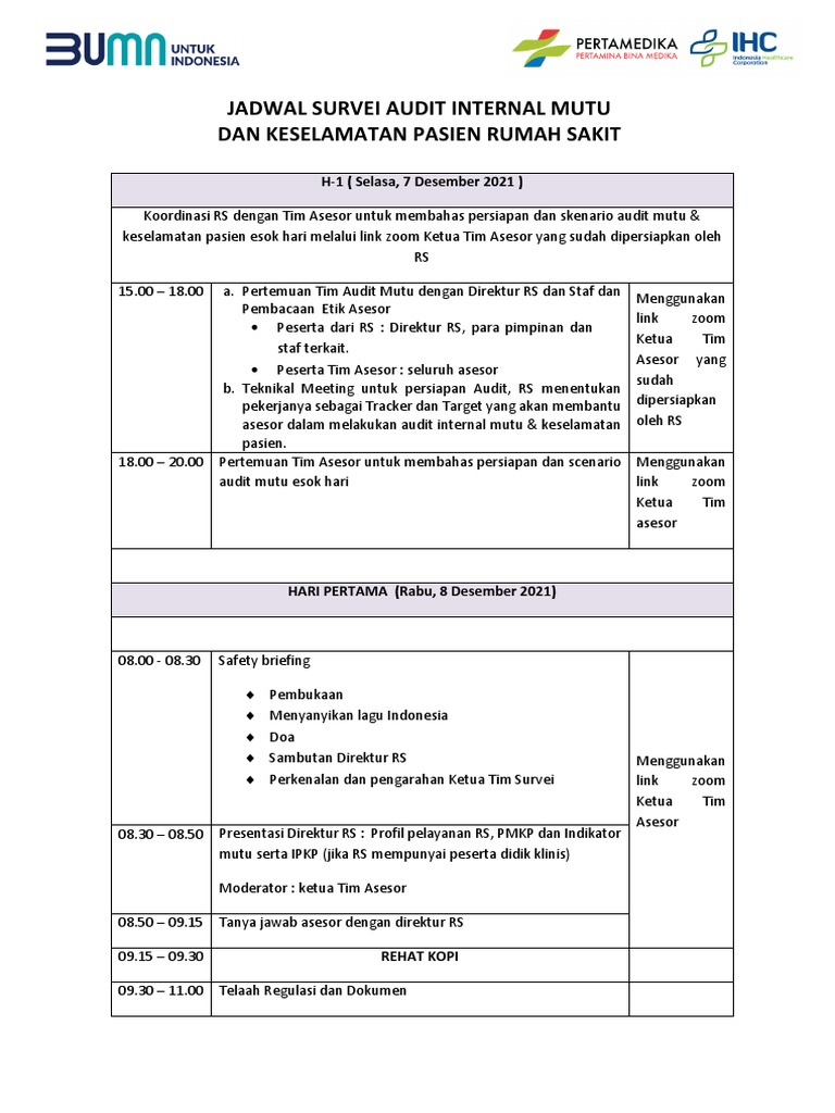 Rundown Asesor Survei Audit Internal Final | PDF