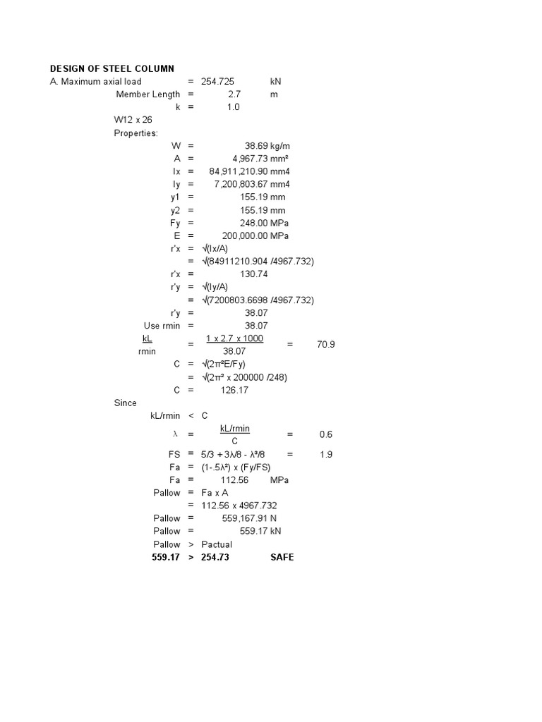 Steel Column Design | PDF
