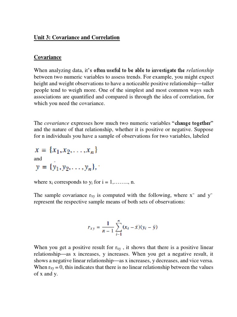 Unit 3 Covariance and Correlation | PDF | Correlation And Dependence | Covariance
