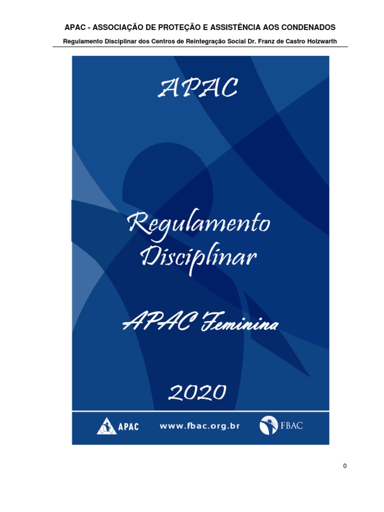 Regulamento Disciplinar da APAC | PDF | Direito Penal | Pena de morte