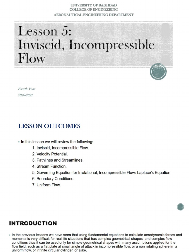 Lesson 05 Inviscid Incompressible Flow | PDF