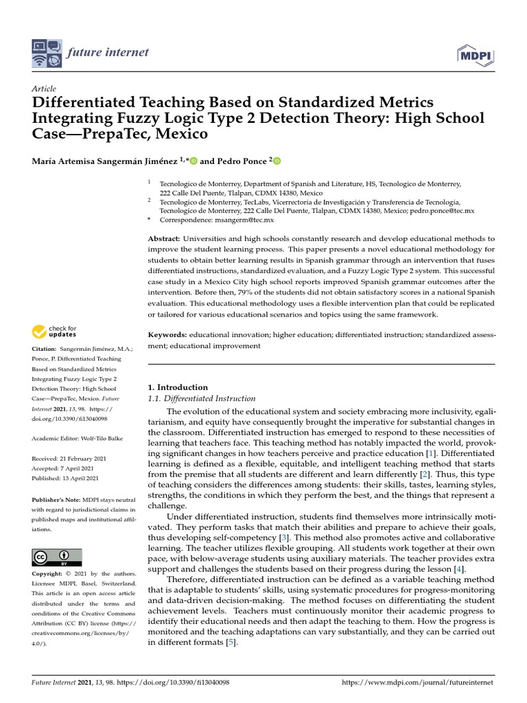 Differentiated Teaching Based On Standardized Metrics Integrating Fuzzy Logic Type 2 Detection ...