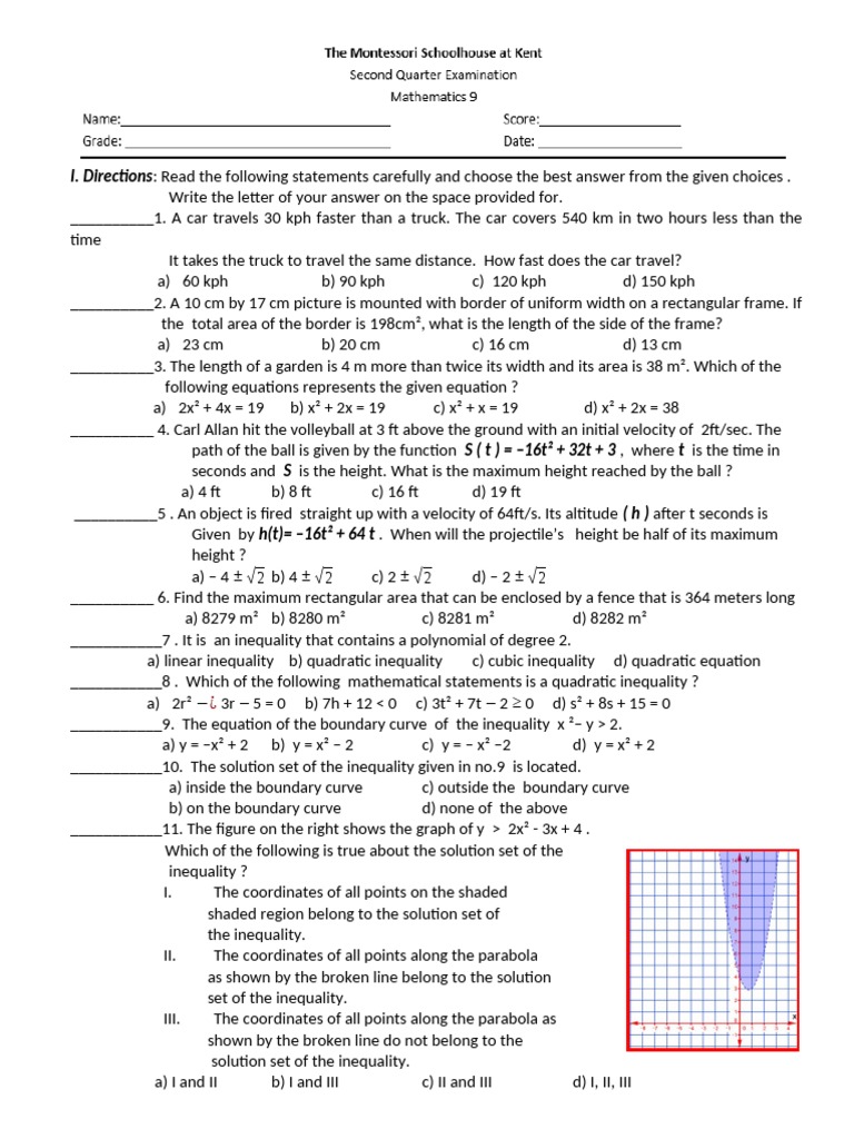 Q2 Grade 9 Math | PDF | Quadratic Equation | Length