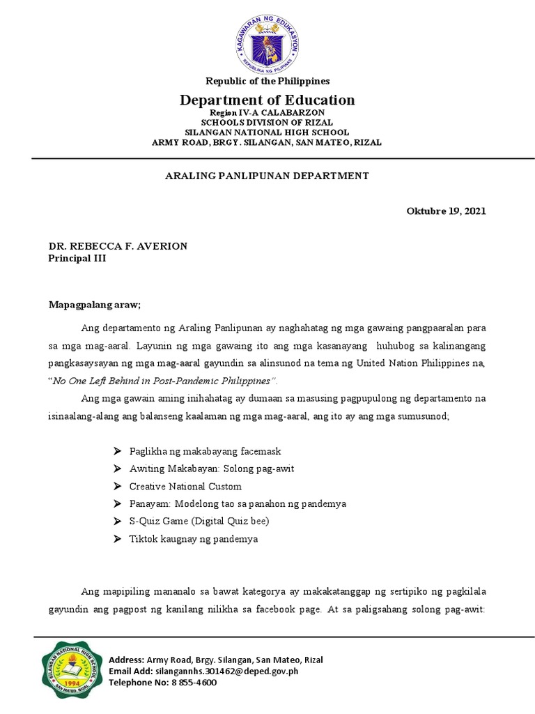 Letter of Request Activity | PDF