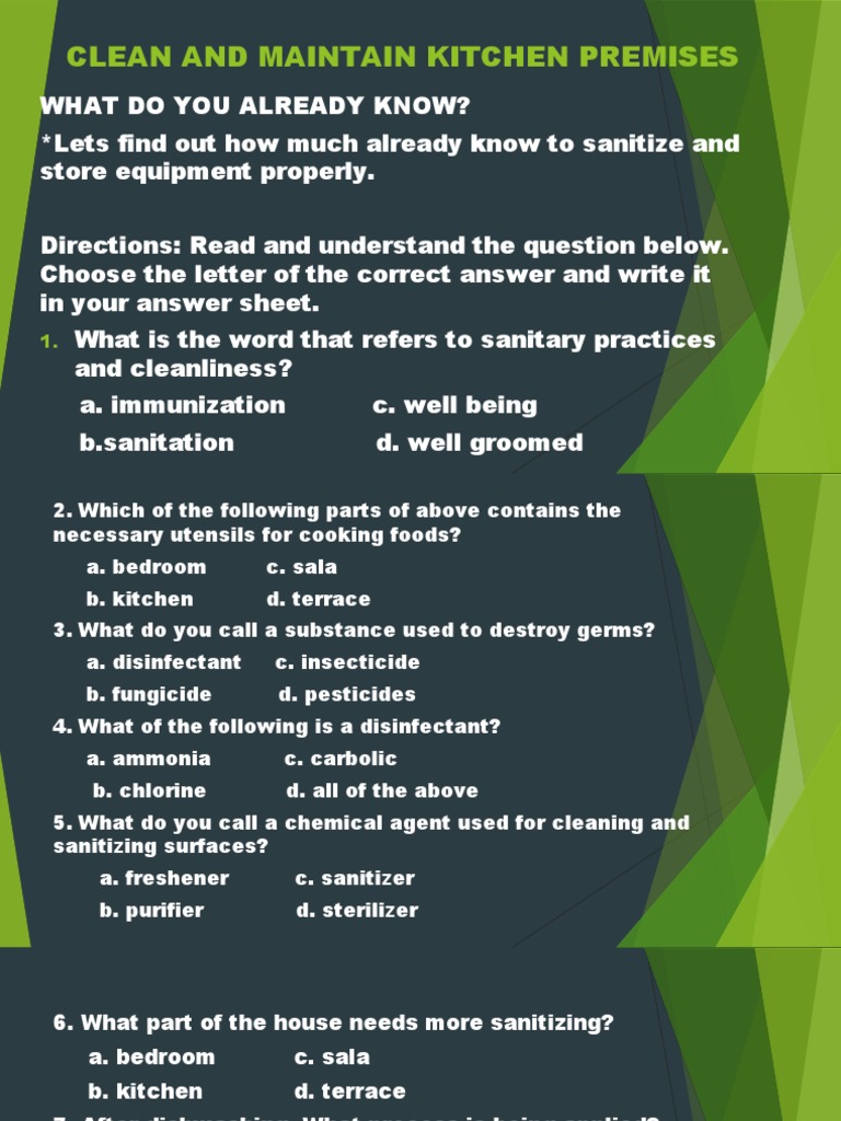 Clean and Maintain Kitchen Premises - Cookery Ii | PDF | Dishwasher ...