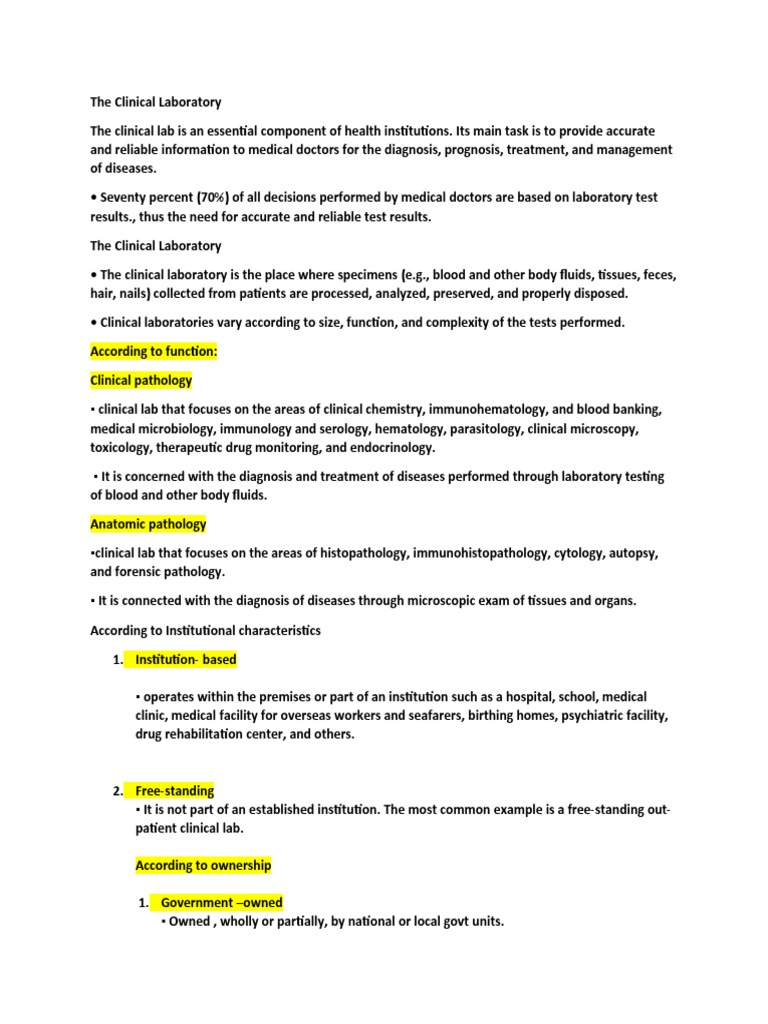 The Clinical Laboratory | PDF | Pathology | Medical Laboratory