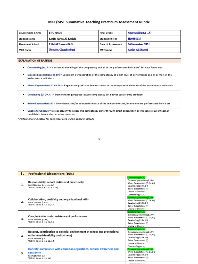 Latifa - MCT-MST Summative Teaching Placement Assessment Rubric - EPC ...