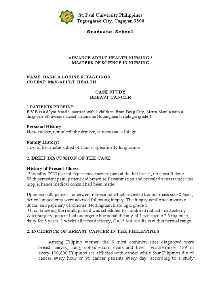 Case Study Breast Cancer | PDF | Breast | Thorax