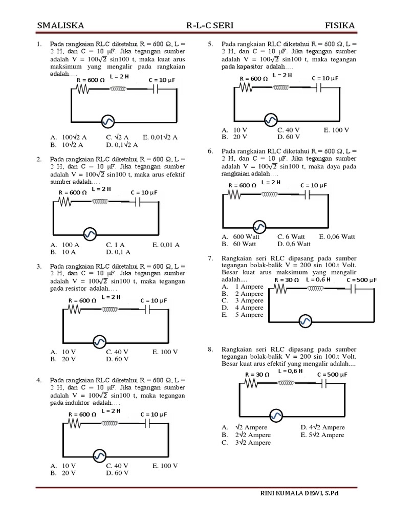 Rlc-Uh Contoh Soal Fisika | PDF | Metode & Bahan Ajar | Sains & Matematika
