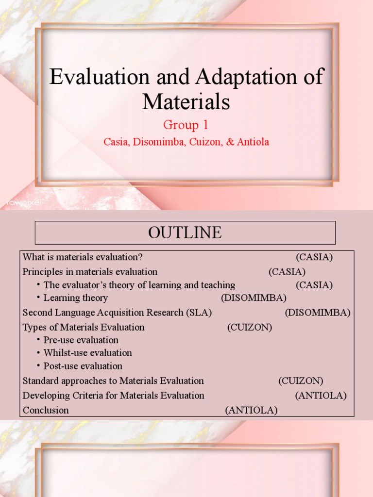 Evaluation and Adaptation of Materials | PDF | Second Language ...
