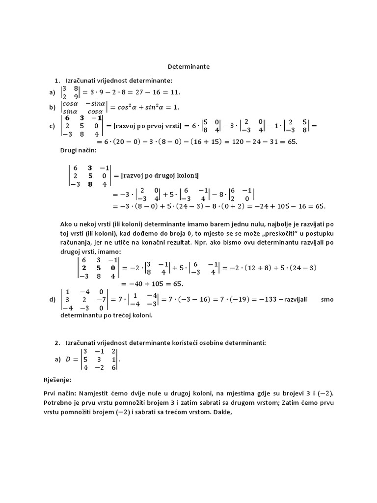 Determinante vježbe | PDF