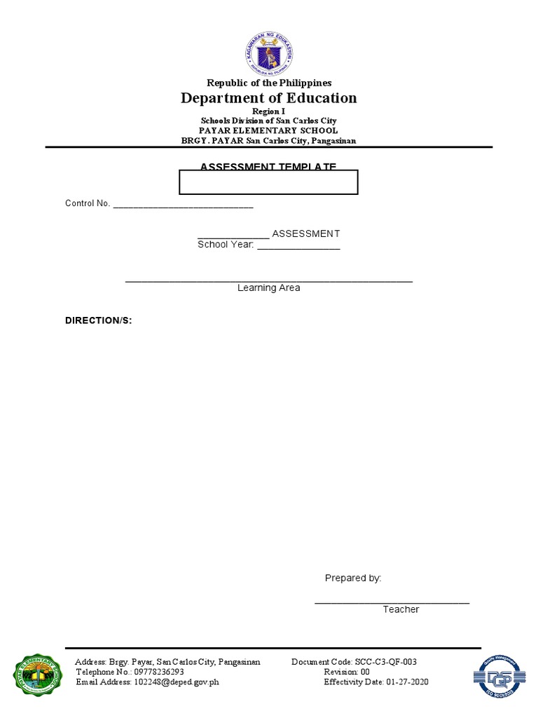 3.SCC C3 QF 003 Assessment-Template | PDF