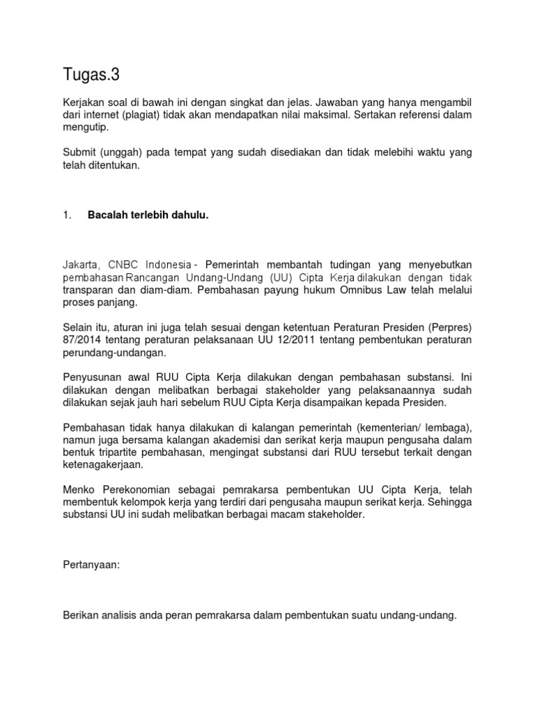 Tugas 3 Ilmu Perundang Undangan | PDF