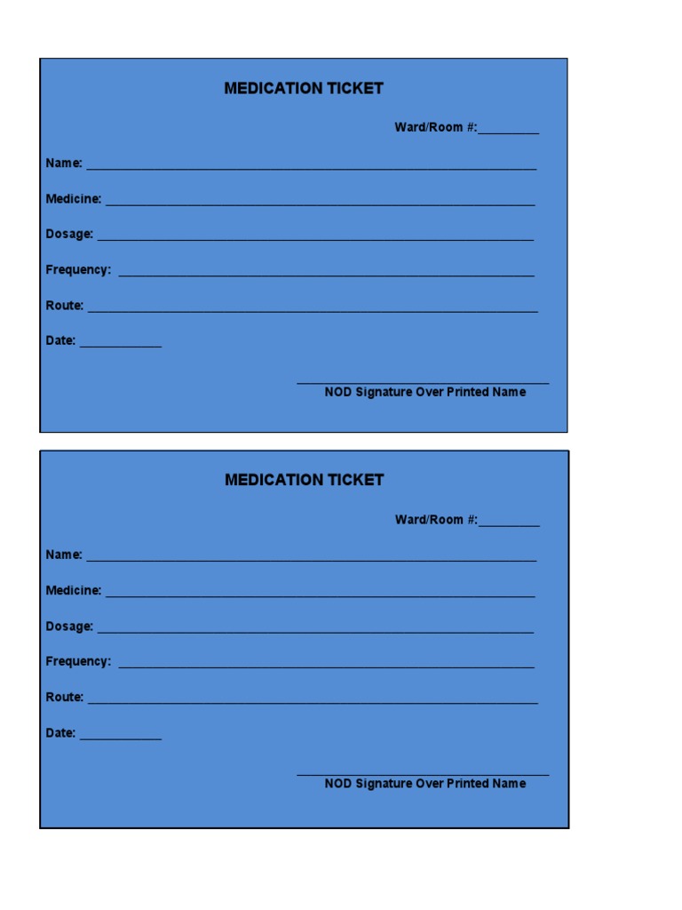 Medication Ticket | PDF
