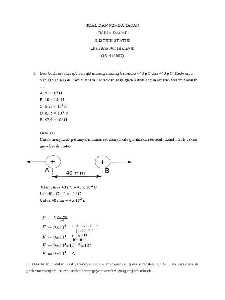 SOAL DAN PEMBAHASAN Listrik Statis | PDF
