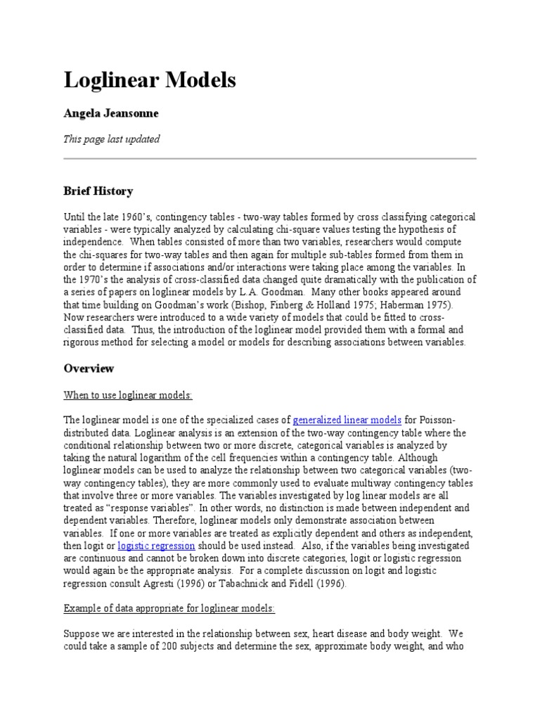 Loglinear Models: Angela Jeansonne | PDF | Factor Analysis | Cluster Analysis