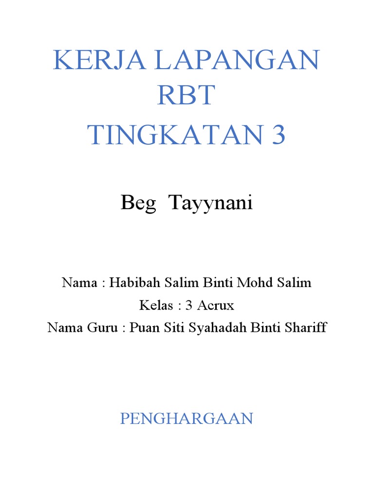 Kerja Lapangan RBT | PDF