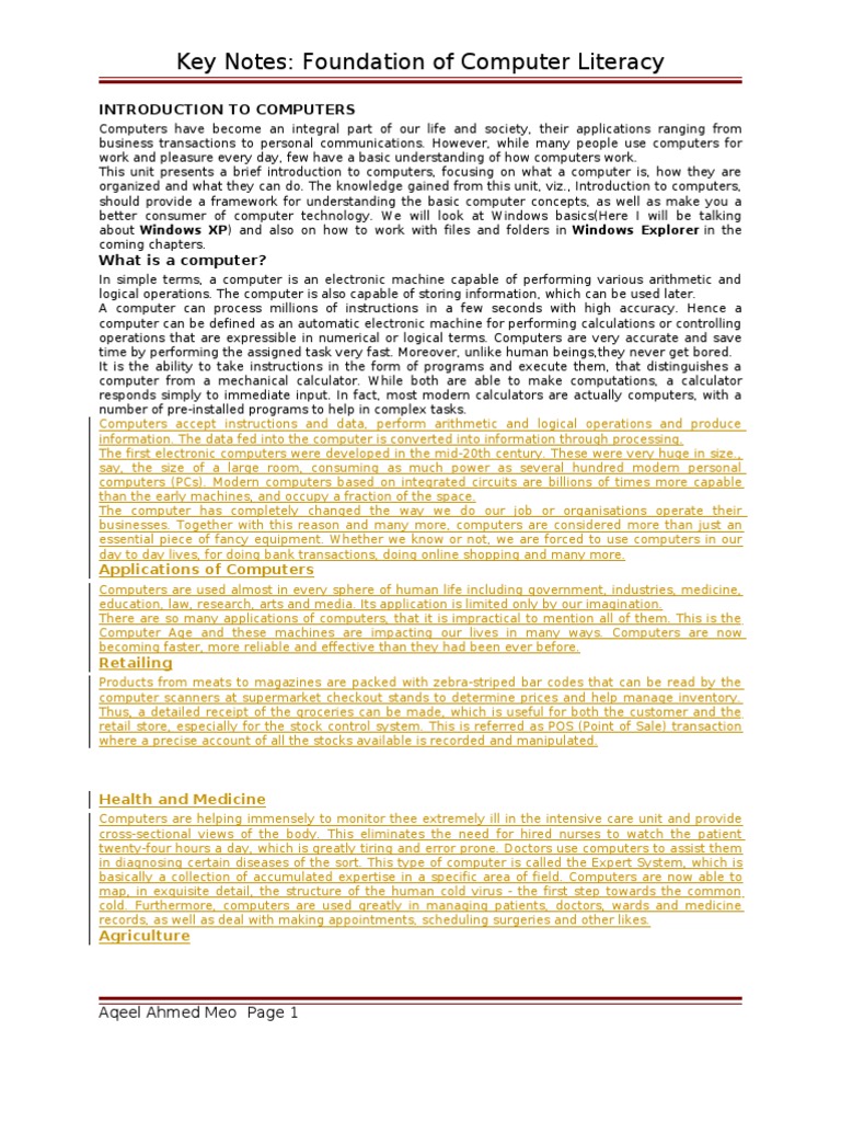 Introduction To Computers Prepared by Aa | PDF | Personal Computers | Graphical User Interfaces