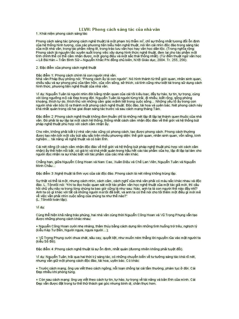 LLVH về phong cách nghệ thuật | PDF