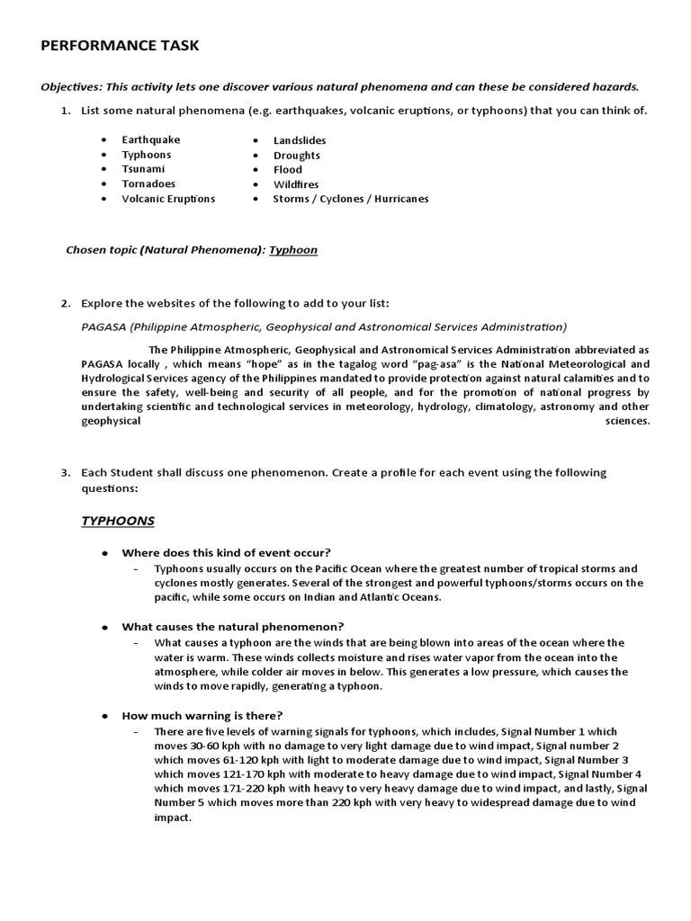 Performance Task in Disaster Readiness and Risk Reduction - Ma'am-La ...