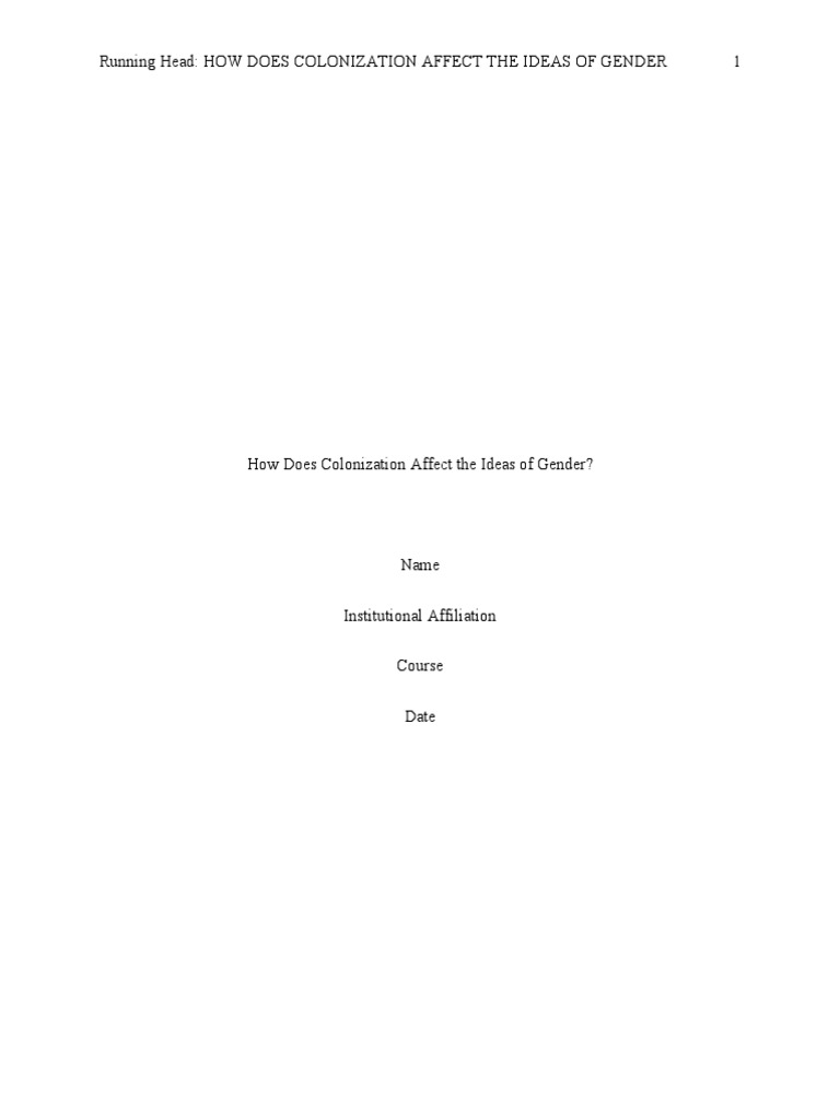 Effects of Colonization On Gender - Edited | PDF | Colonialism | Gender ...