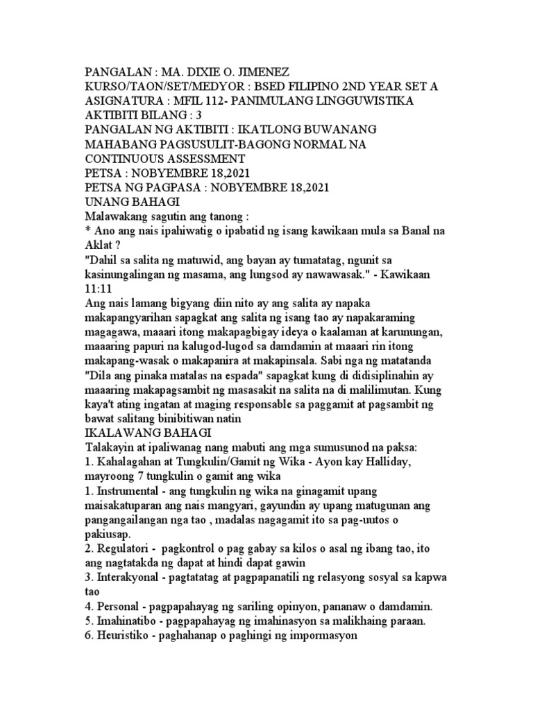 Panimulang Linggwistika | PDF