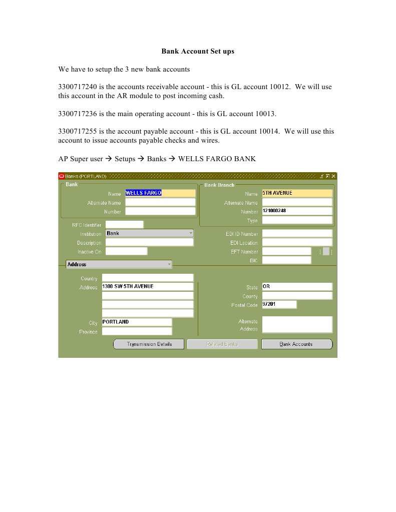 Bank Accounts Setup | PDF