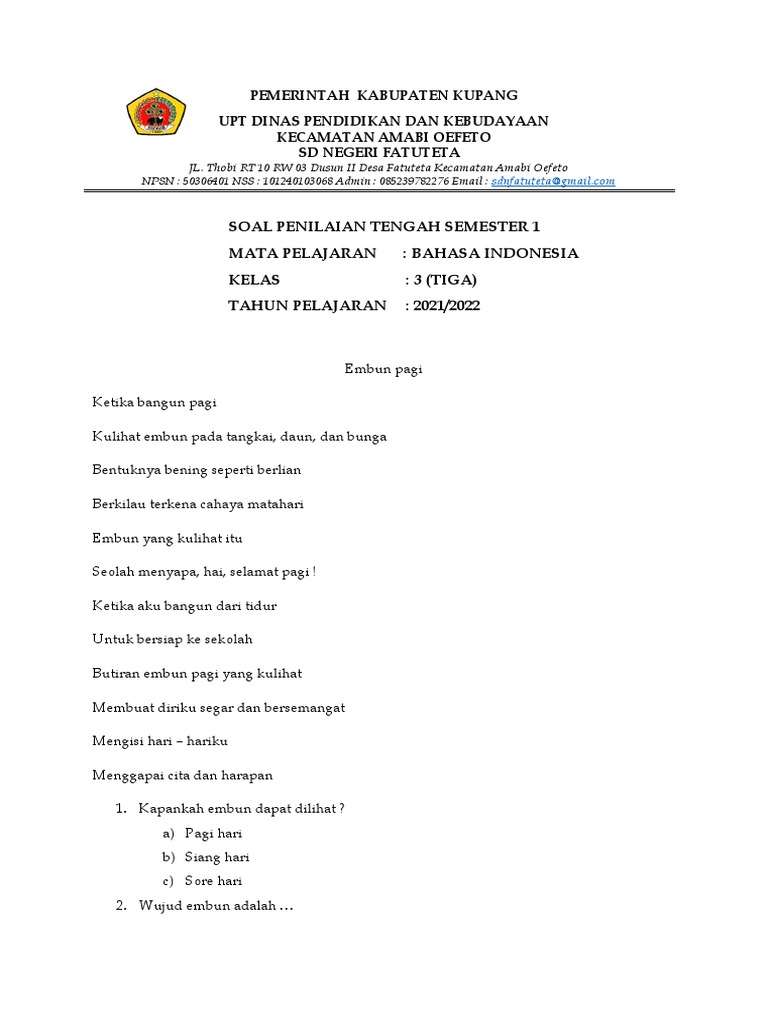 Bindo Kelas 3 | PDF