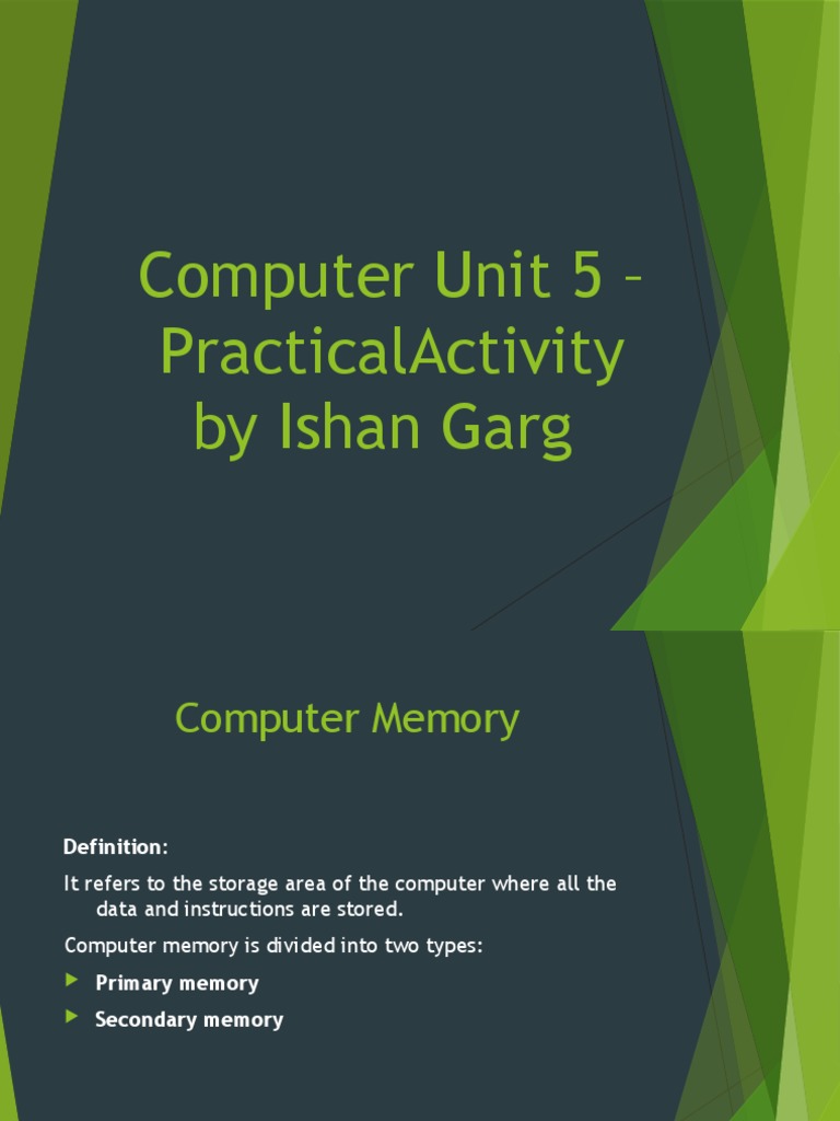 Computer Unit 5 - PracticalActivity | PDF | Computer Memory | Byte