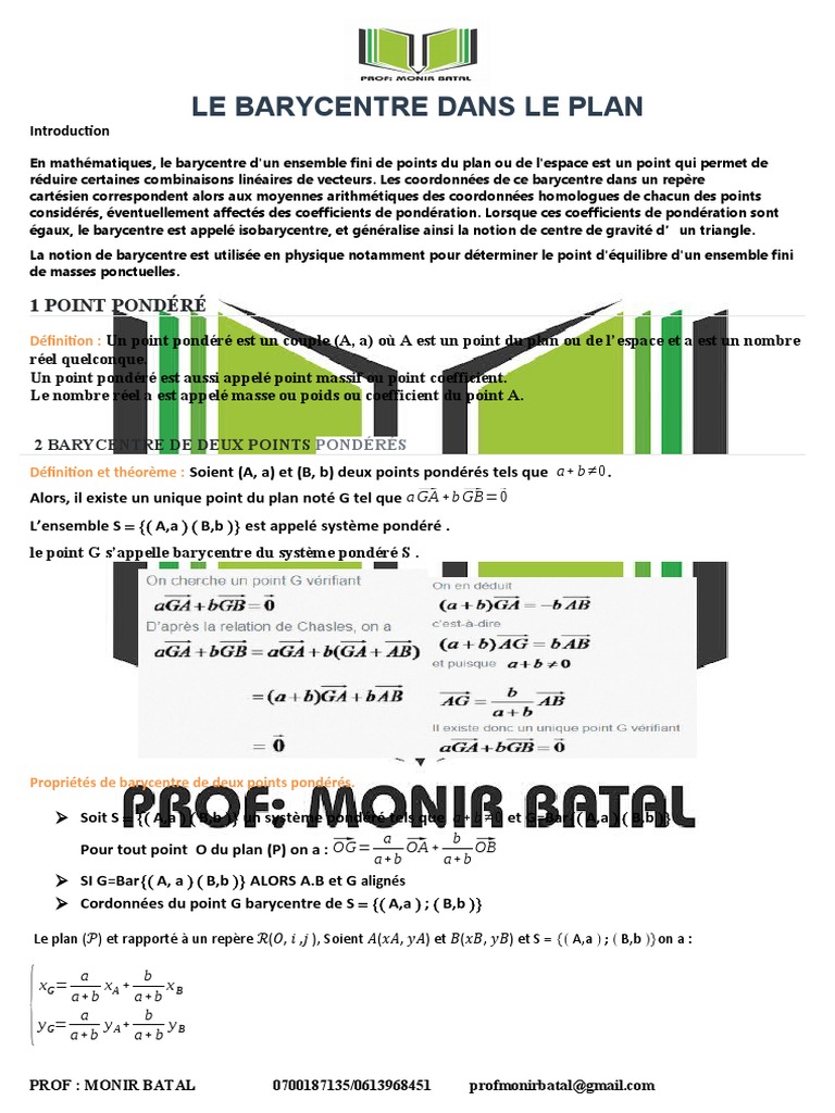 Le Barycentre Dans Le Plan | PDF | Mécanique newtonienne | Mécanique ...