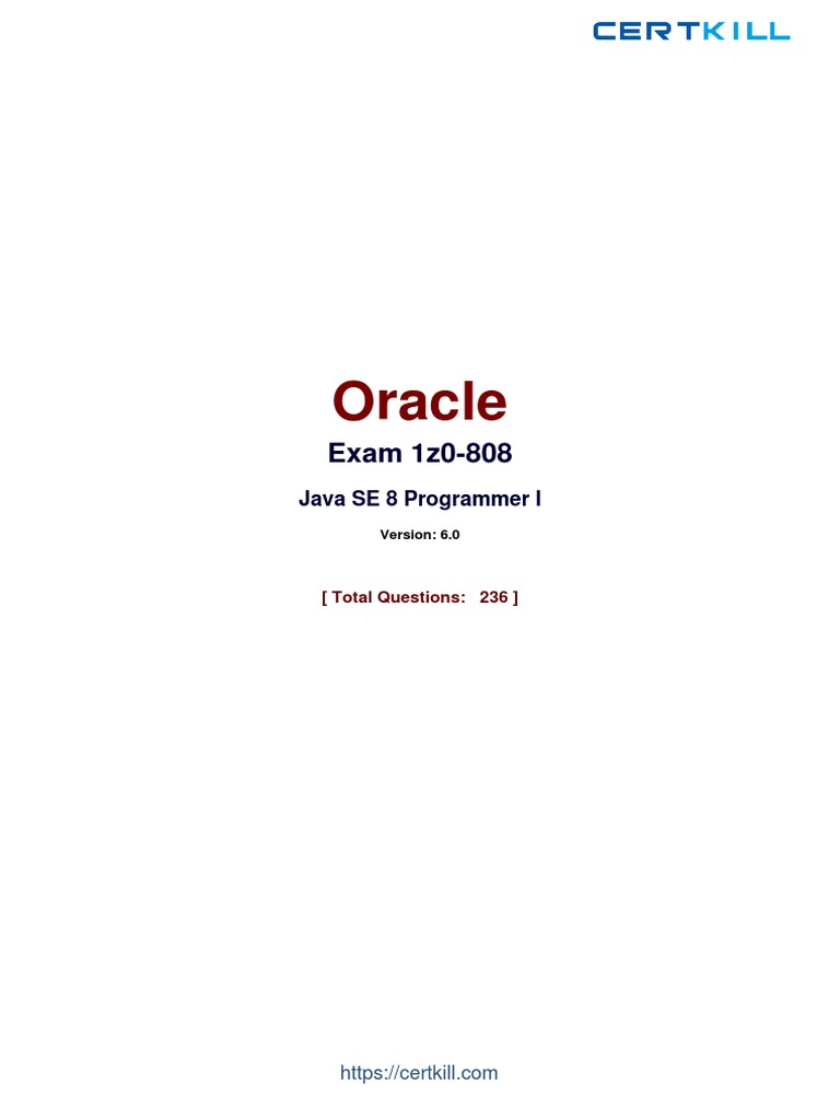 Oracle: Exam 1z0-808 | PDF | Java (Programming Language) | Software