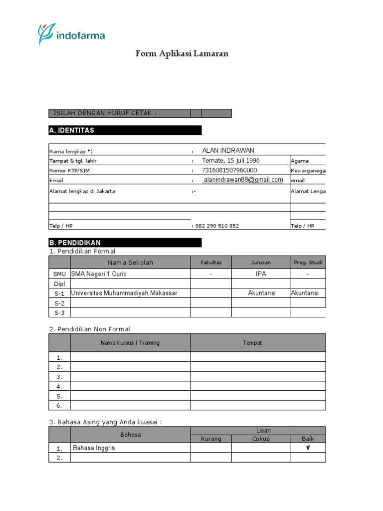Form Aplikasi Lamaran | PDF