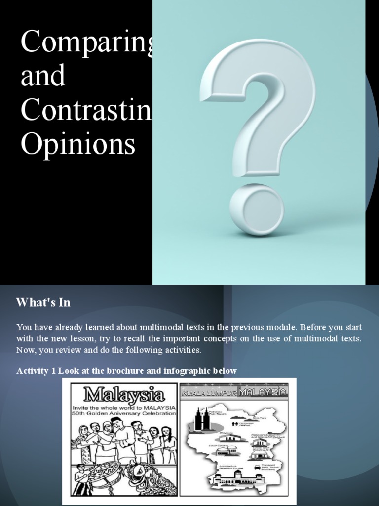 ENG8Q2Lesson Comparing and Contrasting Opinions and Persuasive ...